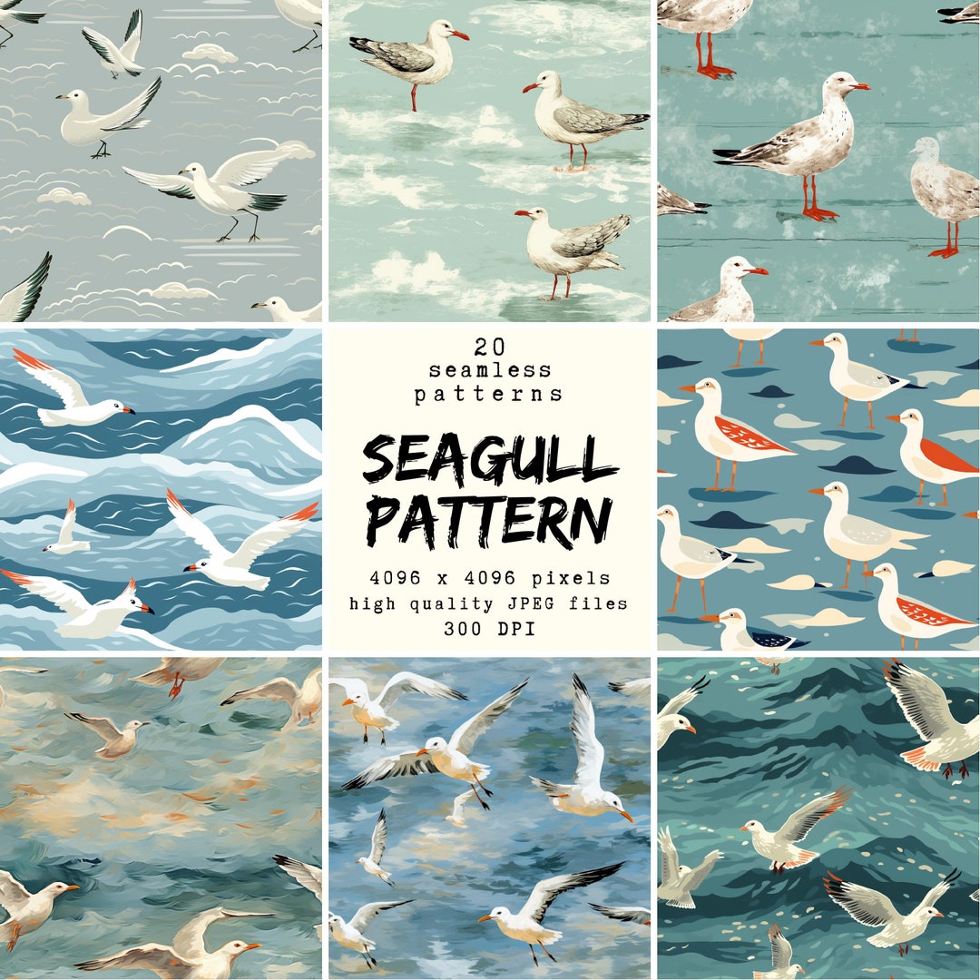 Seagull Pattern Digital Paper: 20 Seamless Designs (print Ready) - Etsy