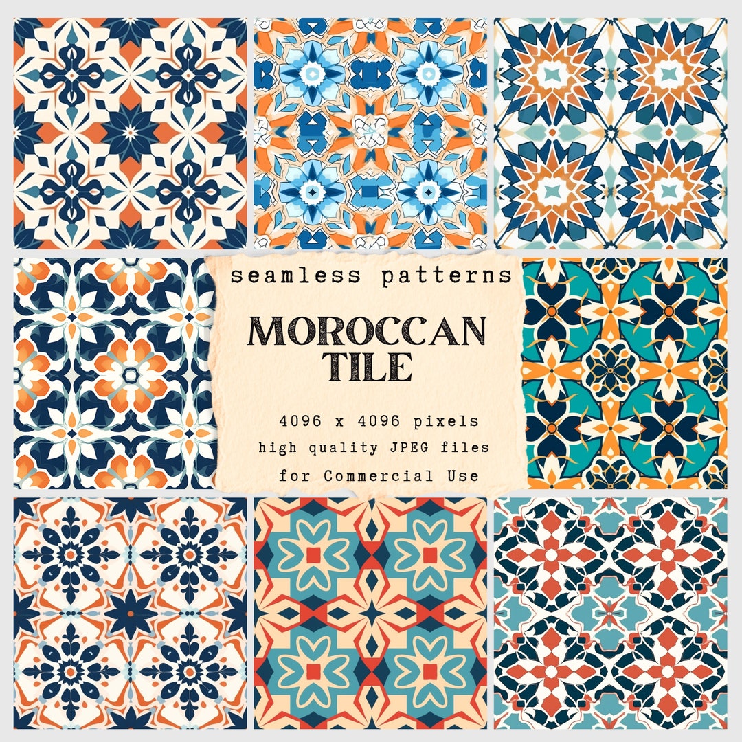 Moroccan Tile Pattern Digital Papers - Seamless Papers for Crafts and ...