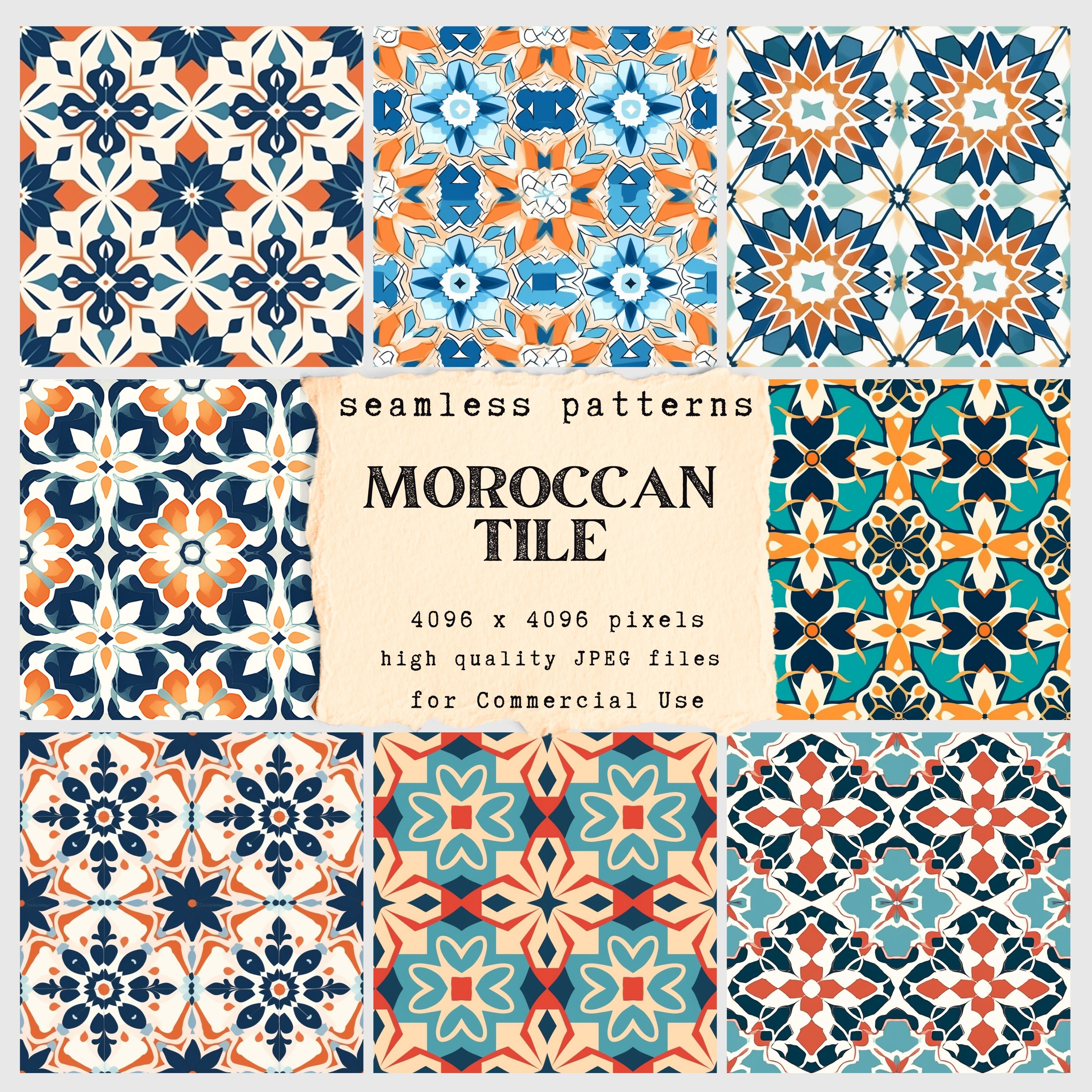 Moroccan Tile Pattern Digital Papers Seamless Papers for - Etsy