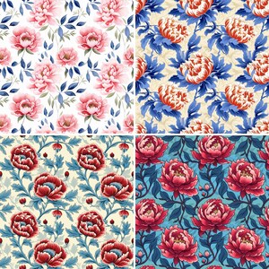Peony Flower Digital Paper: 20 Seamless Patterns (digital Download) - Etsy