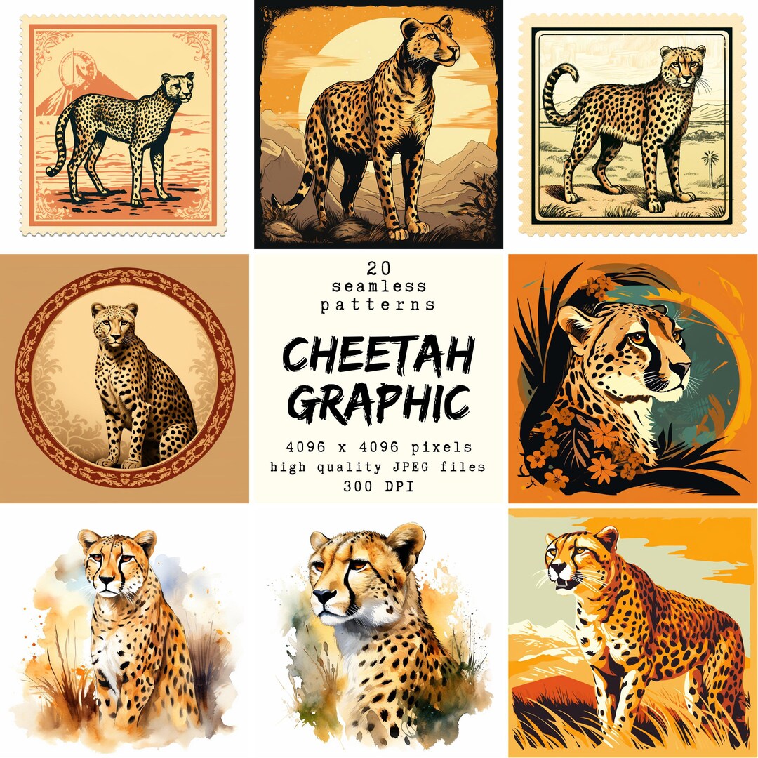 Cheetah Graphic - Digital Paper - 20 Seamless Patterns for Crafts and ...