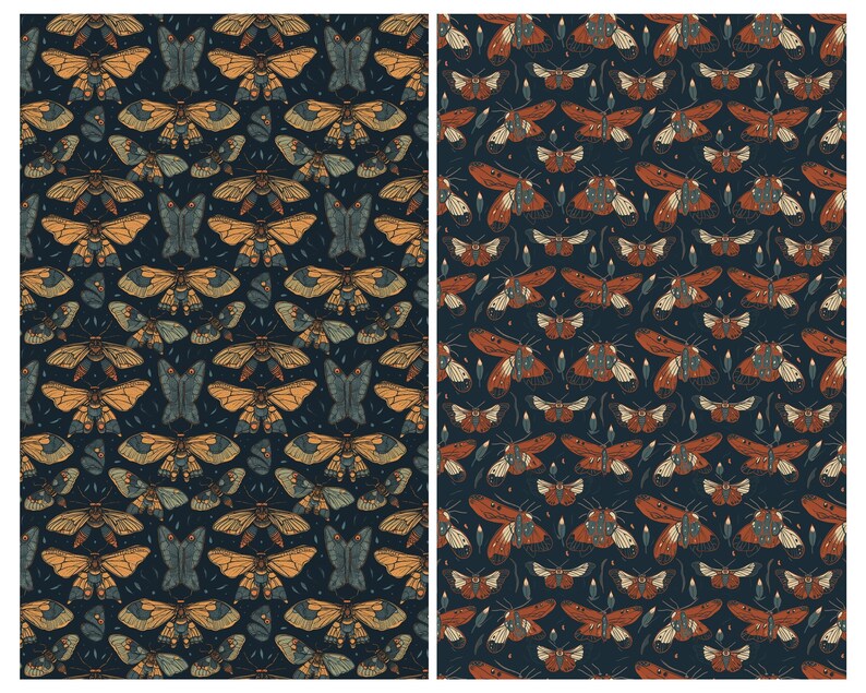 Minimal Moth Pattern Digital Paper - Seamless Papers for Crafts and ...
