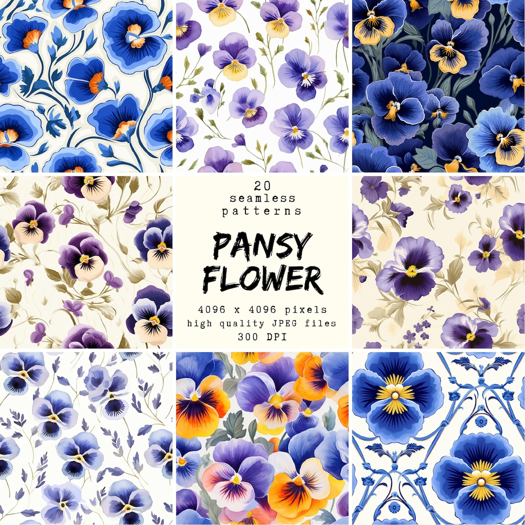Pansy Flower Digital Paper: 20 Seamless Patterns (digital Download) - Etsy