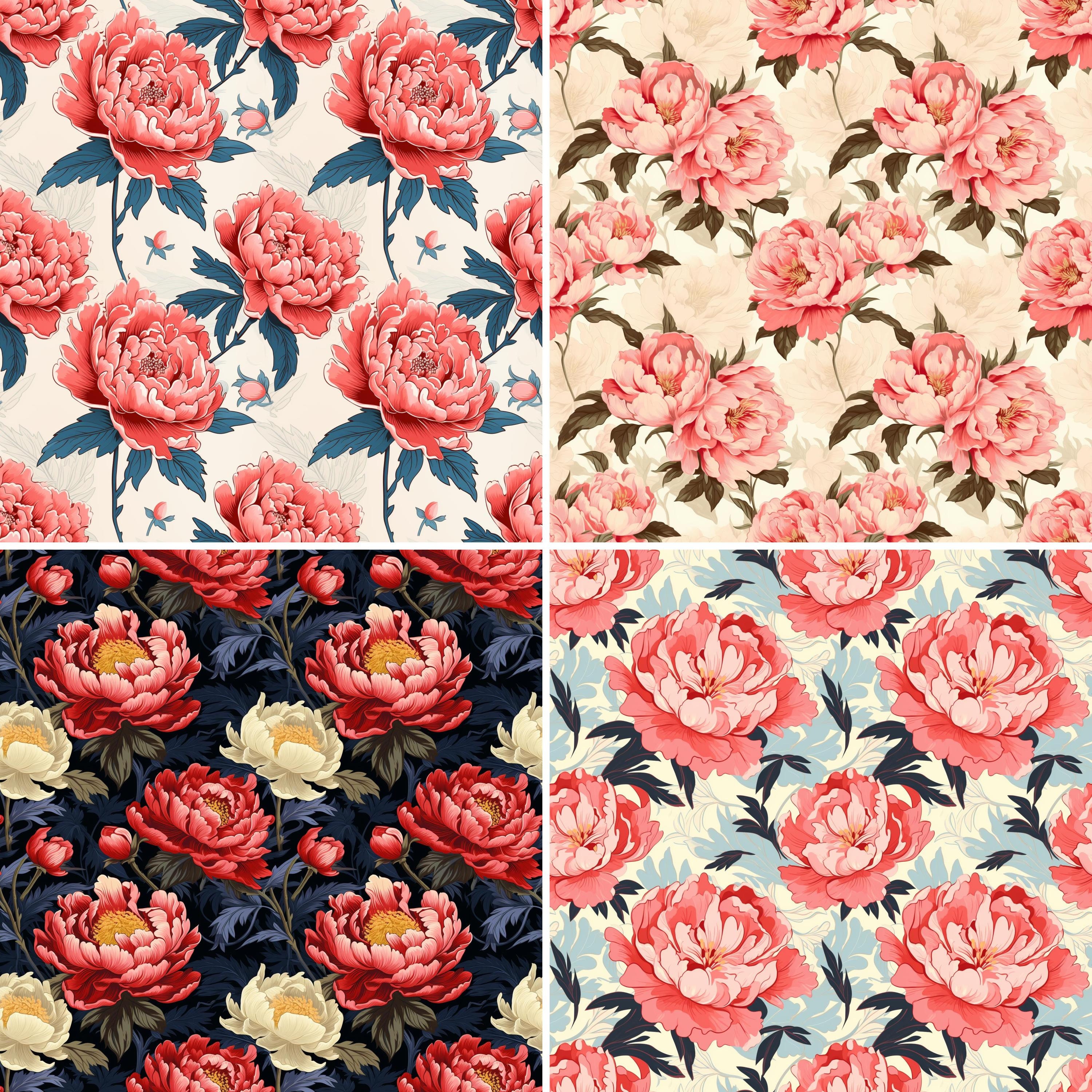 Peony Flower Digital Paper: 20 Seamless Patterns (digital Download) - Etsy