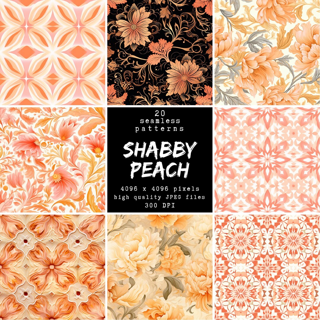 Shabby Peach - Digital Paper - 20 Seamless Patterns for Crafts and ...