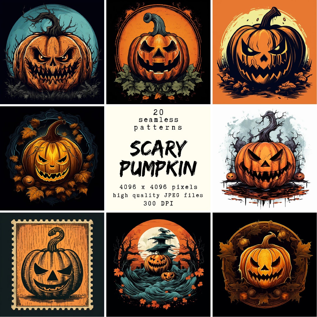 Scary Pumpkin Digital Paper: 20 Halloween Seamless Patterns (JPG) - Etsy