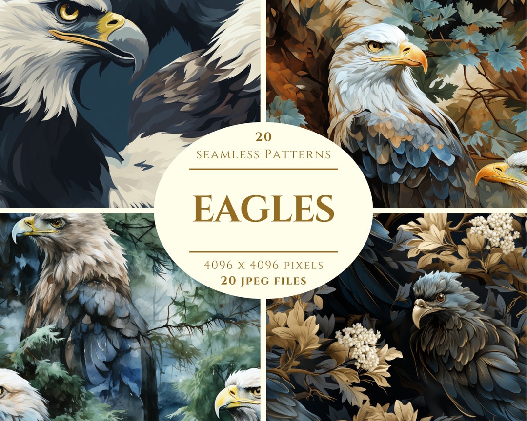 Eagles Digital Paper - 20 Seamless Patterns for Crafts and Commercial ...