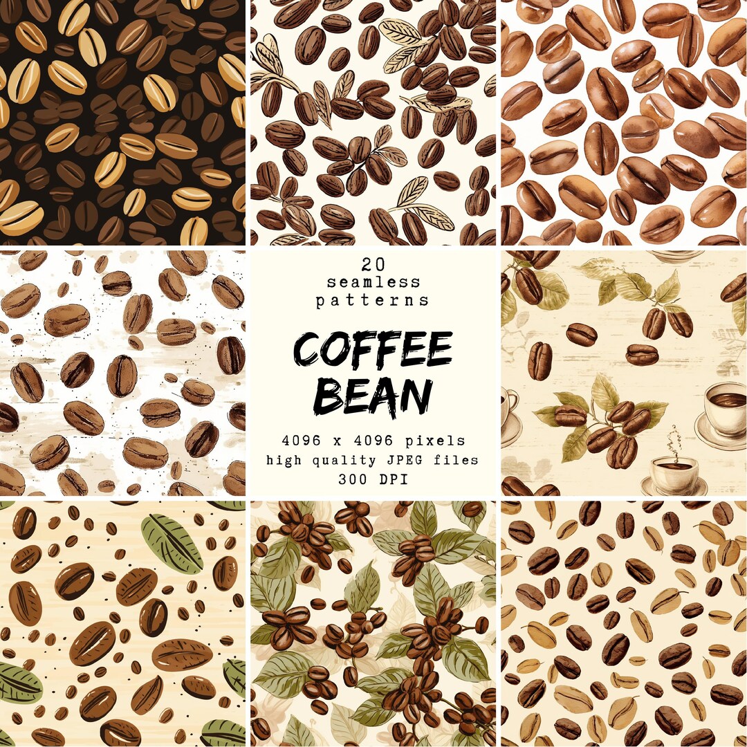 Coffee Bean Digital Paper: 20 Seamless Patterns (digital Download) - Etsy