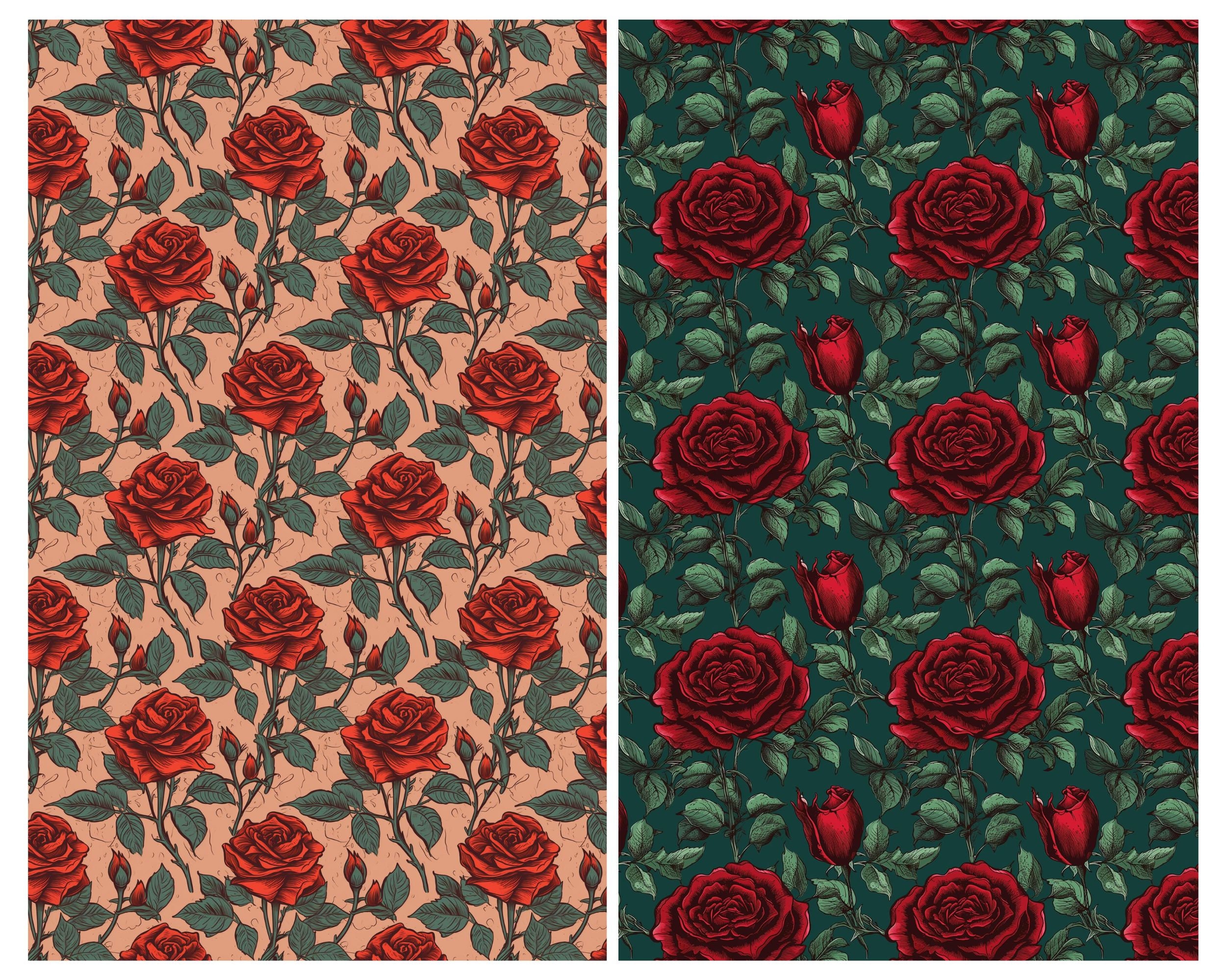 Red Roses Pattern Digital Paper - Seamless Papers for Crafts and ...