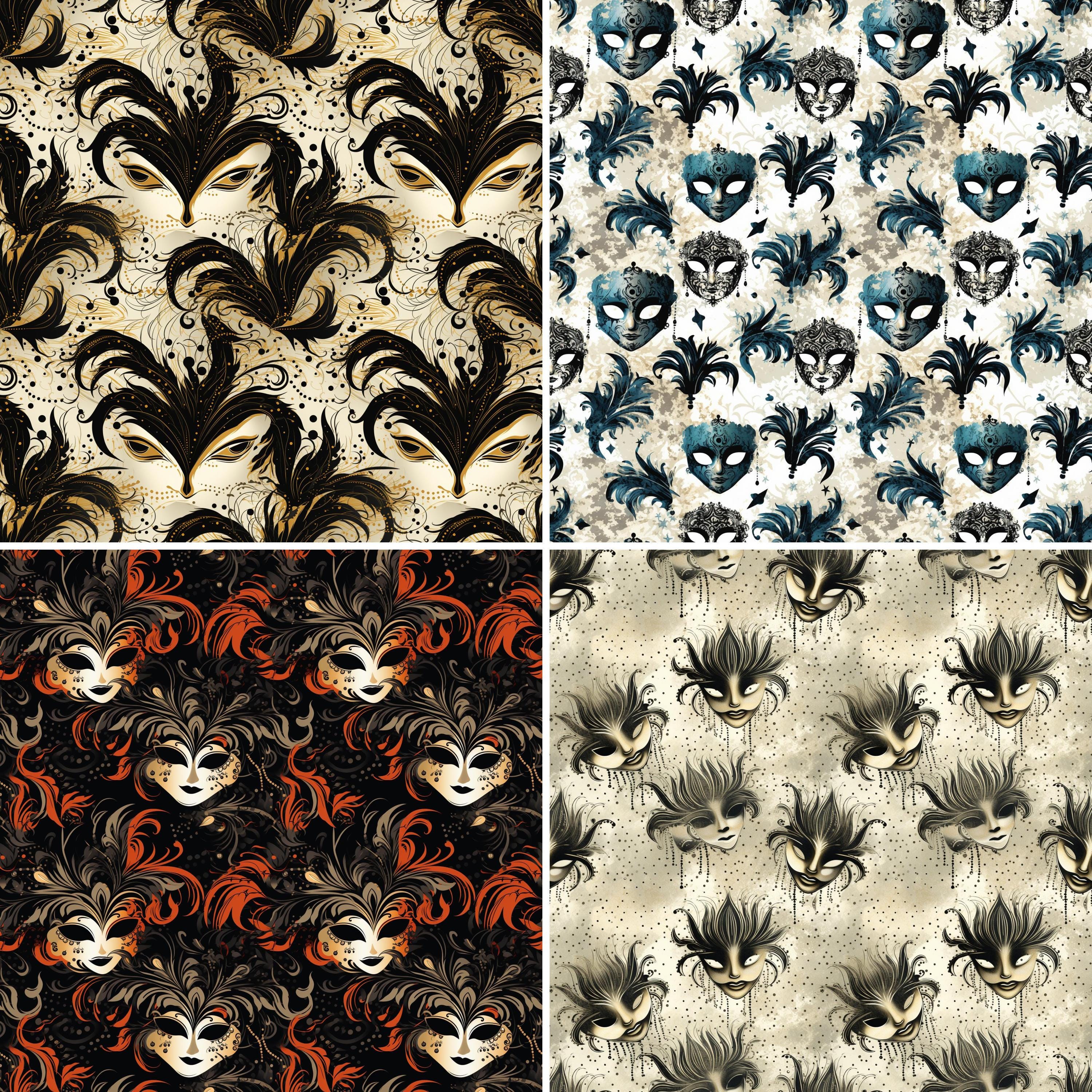 Masquerade Ball Digital Paper: 20 Seamless Patterns (digital Download ...