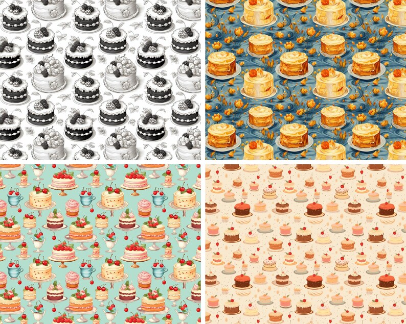 Birthday Cake Digital Paper: 20 Seamless Festive Patterns (JPEG) - Etsy