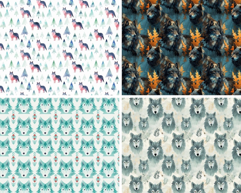 Wolf Digital Paper 20 Seamless Patterns for Crafts and - Etsy