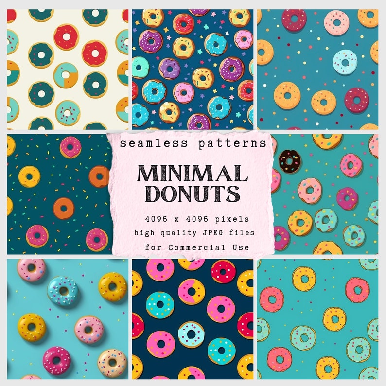 Minimal Donuts Digital Paper: Seamless Patterns (JPEG Files) - Etsy