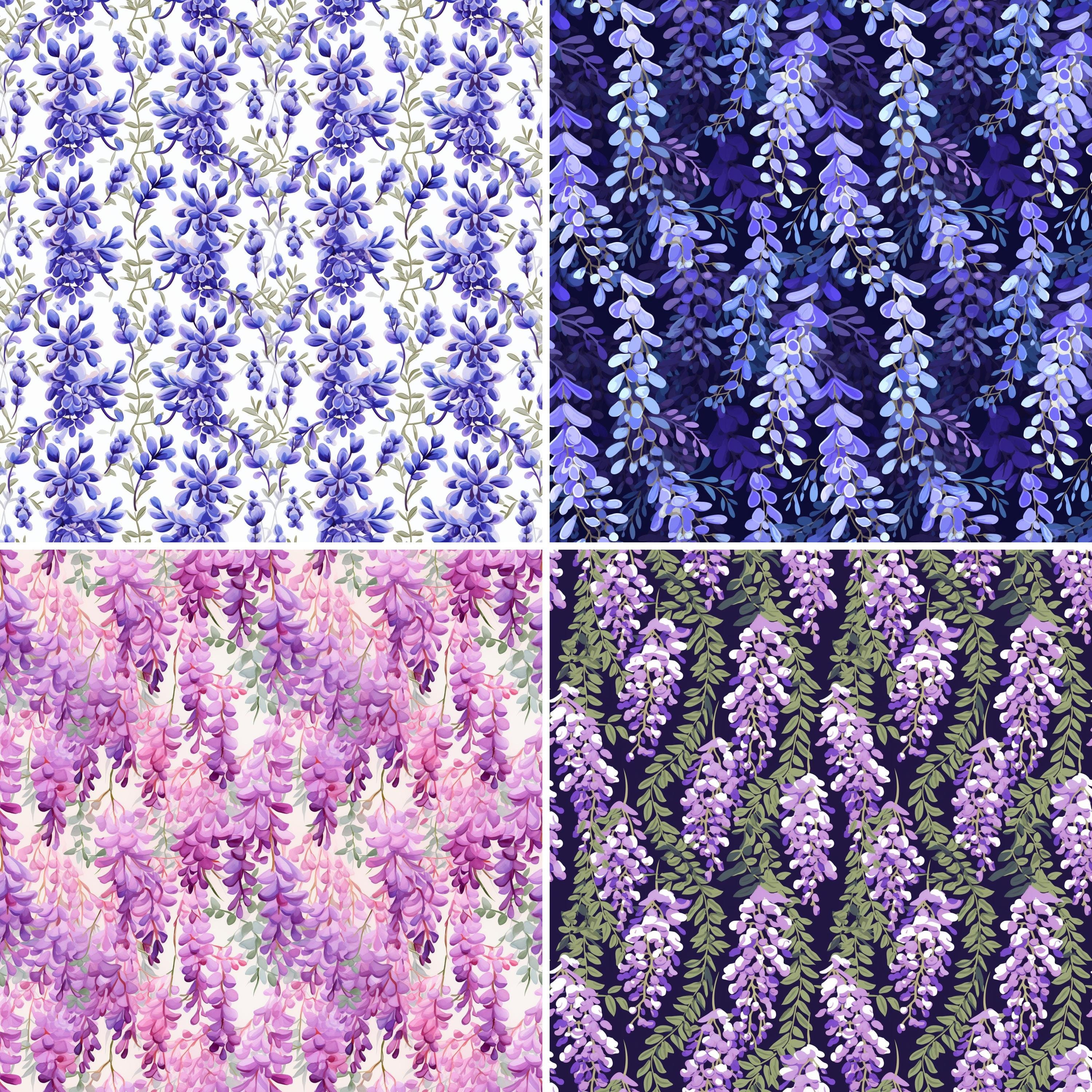 Wisteria Flower - Digital Paper - 20 Seamless Patterns for Crafts and ...