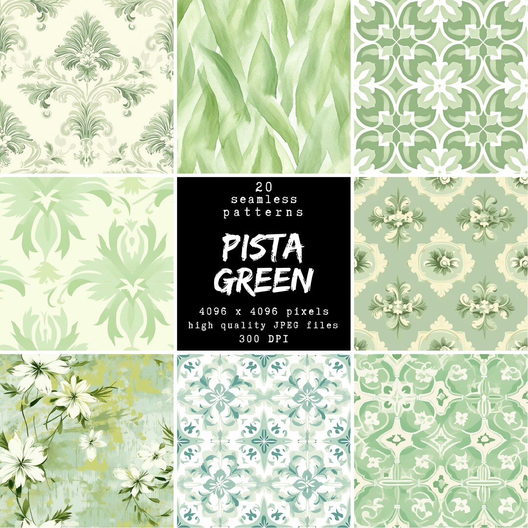 Pista Green Digital Paper: 20 Seamless Patterns (JPEG) - Etsy