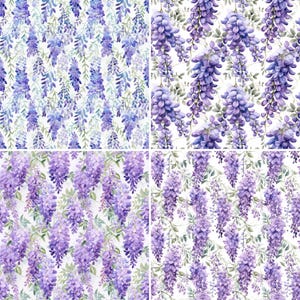 Watercolor Wisteria Pattern - Digital Paper - 20 Seamless Patterns for ...