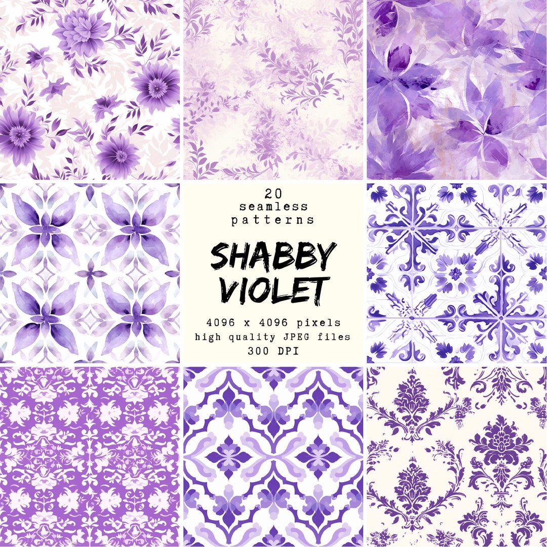 Shabby Violet Digital Paper: 20 Seamless Floral Patterns (JPG) - Etsy