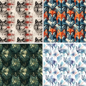 Wolf - Digital Paper - 20 Seamless Patterns for Crafts and Commercial ...