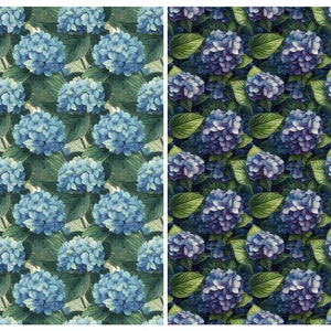 Hydrangea Flower Pattern Digital Paper - Seamless Papers Instant ...