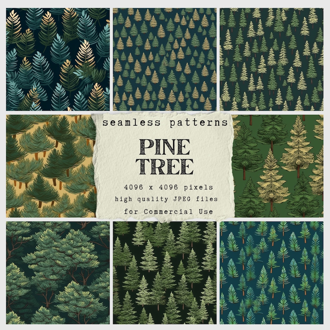 Pine Tree Pattern Digital Papers - Seamless Papers for Crafts and ...
