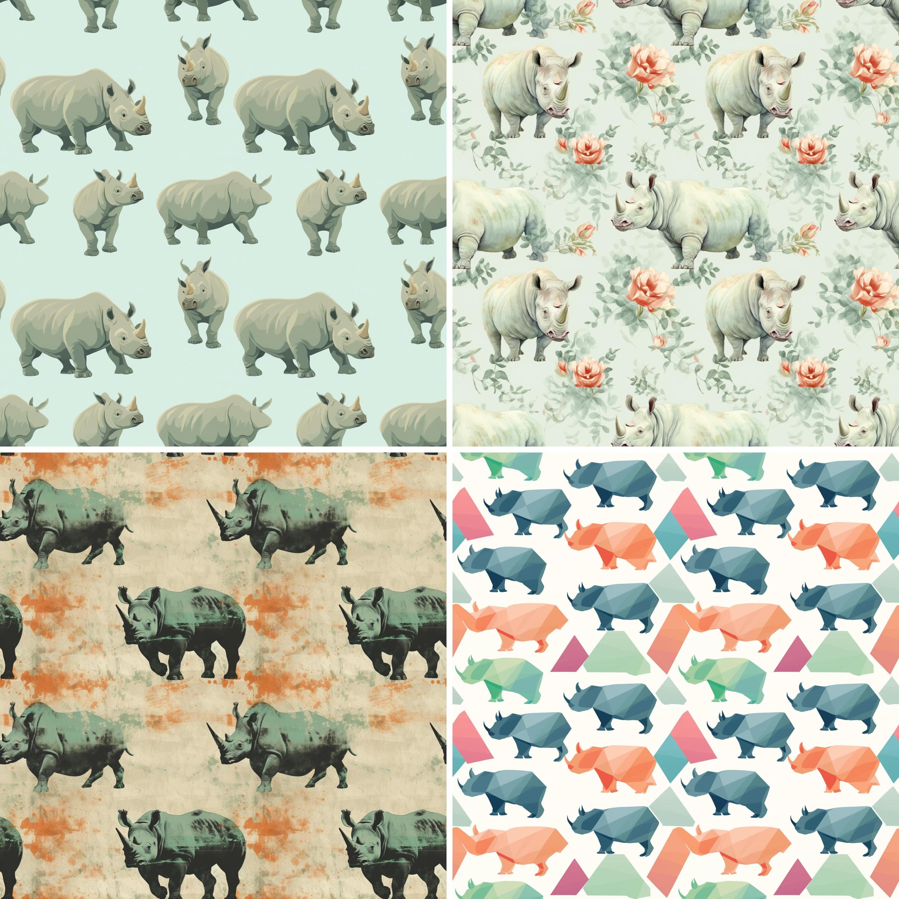 Rhino Pattern - Digital Paper - 20 Seamless Patterns for Crafts and ...