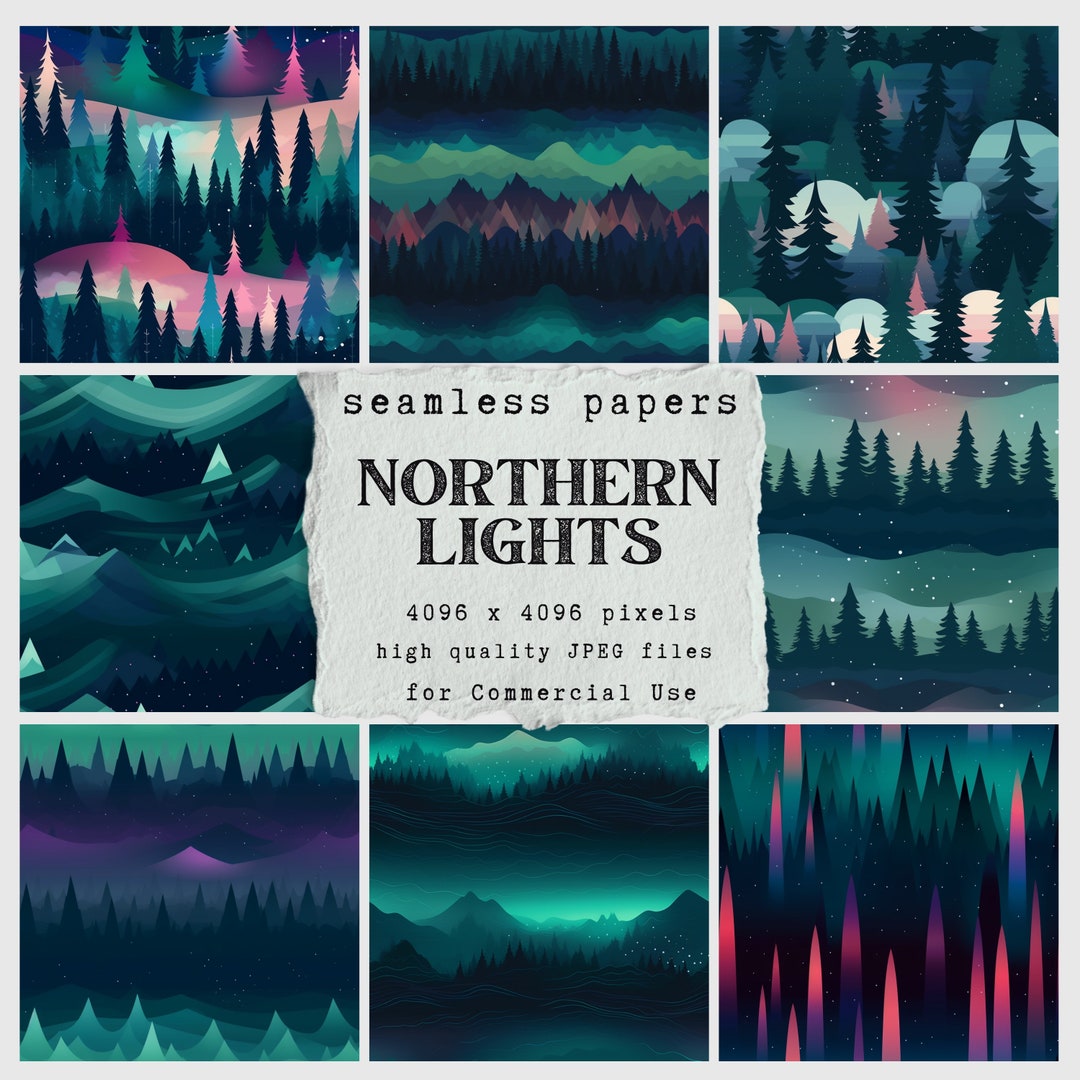Northern Lights Digital Paper - Seamless Papers for Crafts and ...