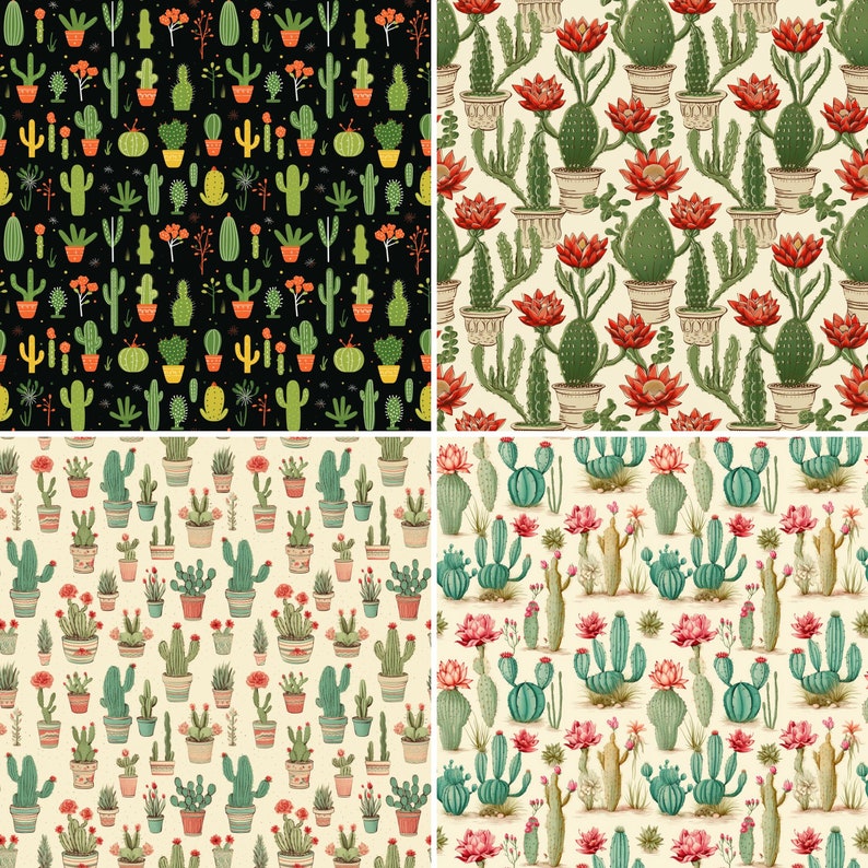 Cactus Plant Digital Paper: 20 Seamless Patterns (print Ready) - Etsy