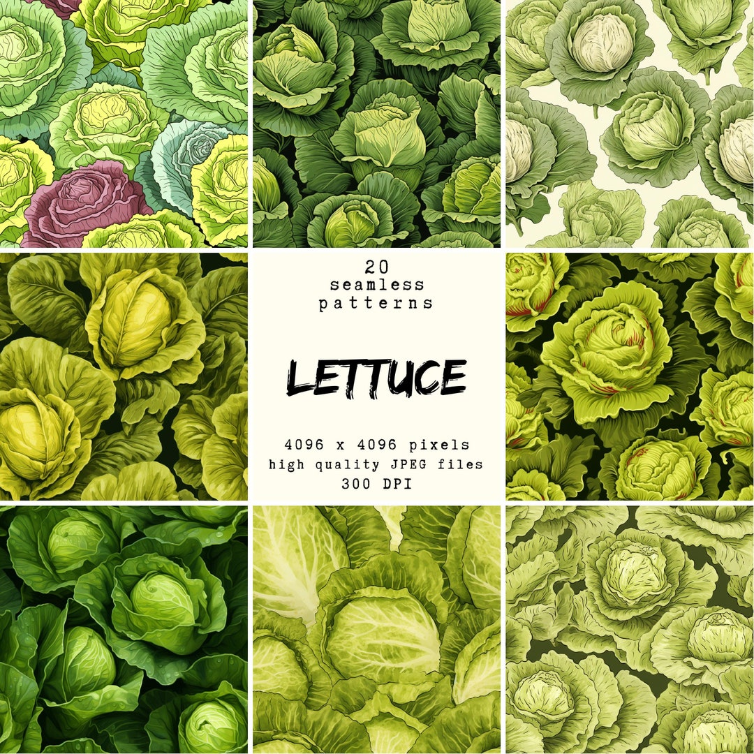 Lettuce Pattern - Digital Paper - 20 Seamless Patterns for Crafts and ...