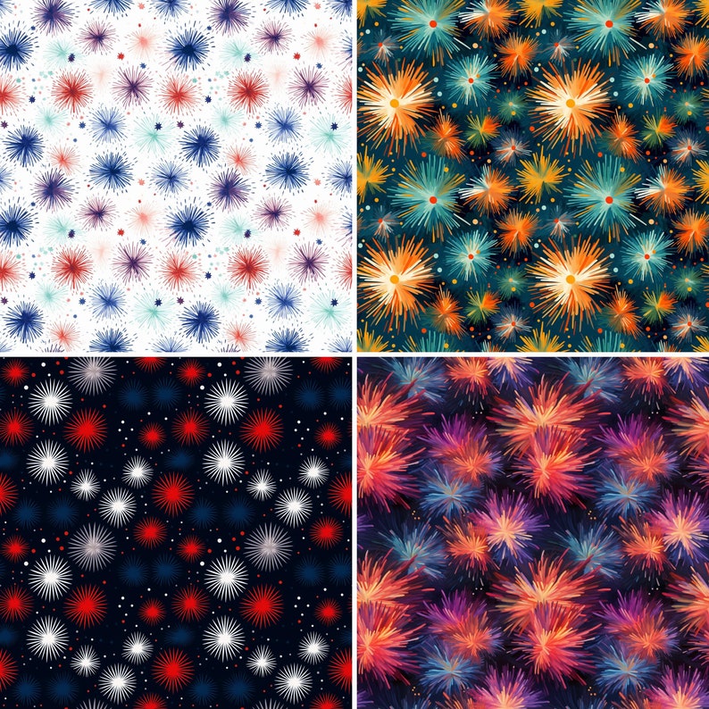 Fireworks Pattern - Digital Paper - 20 Seamless Patterns for Crafts and ...