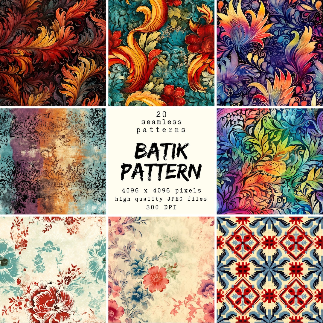 Batik Pattern - Digital Paper - 20 Seamless Patterns for Crafts and ...