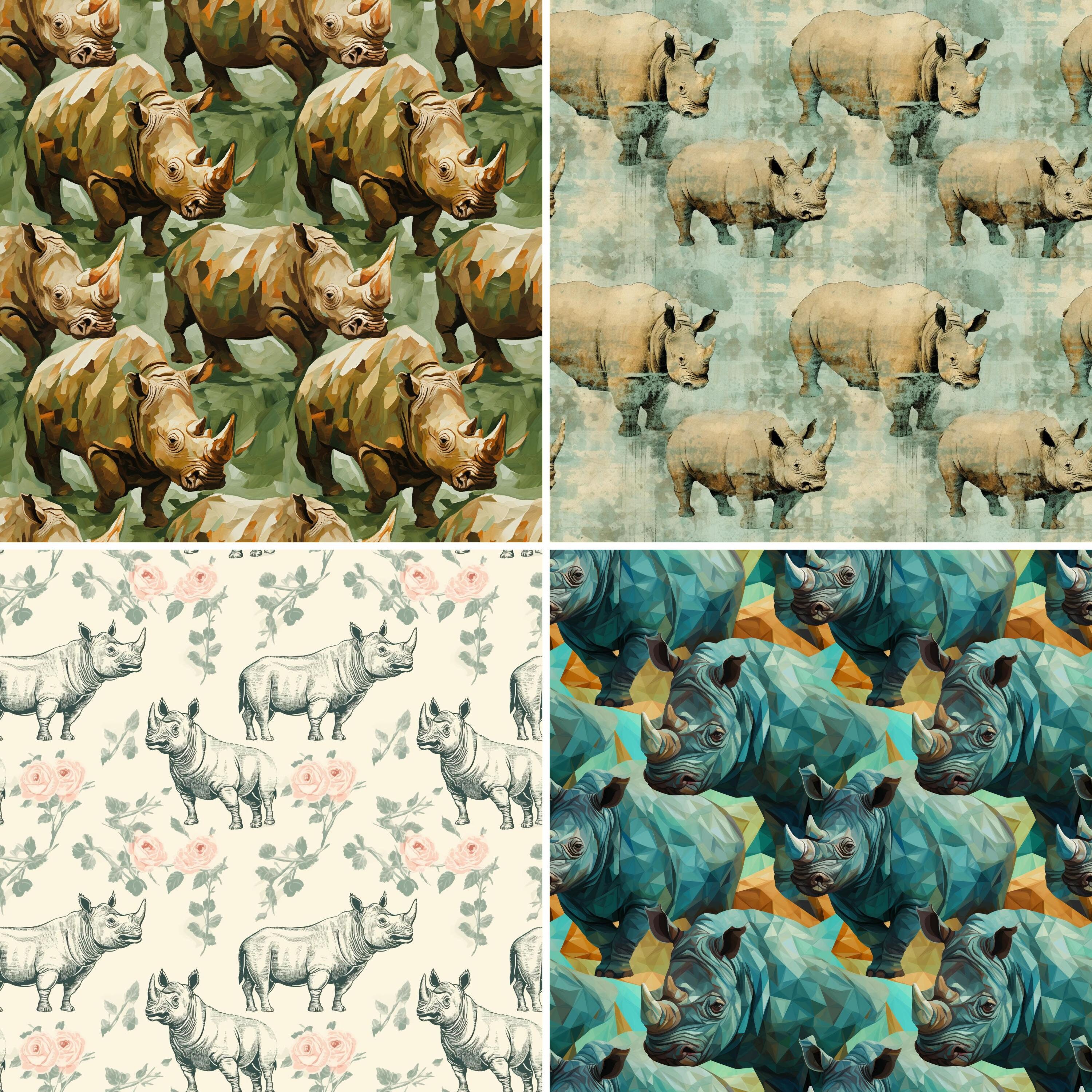 Rhino Pattern - Digital Paper - 20 Seamless Patterns for Crafts and ...