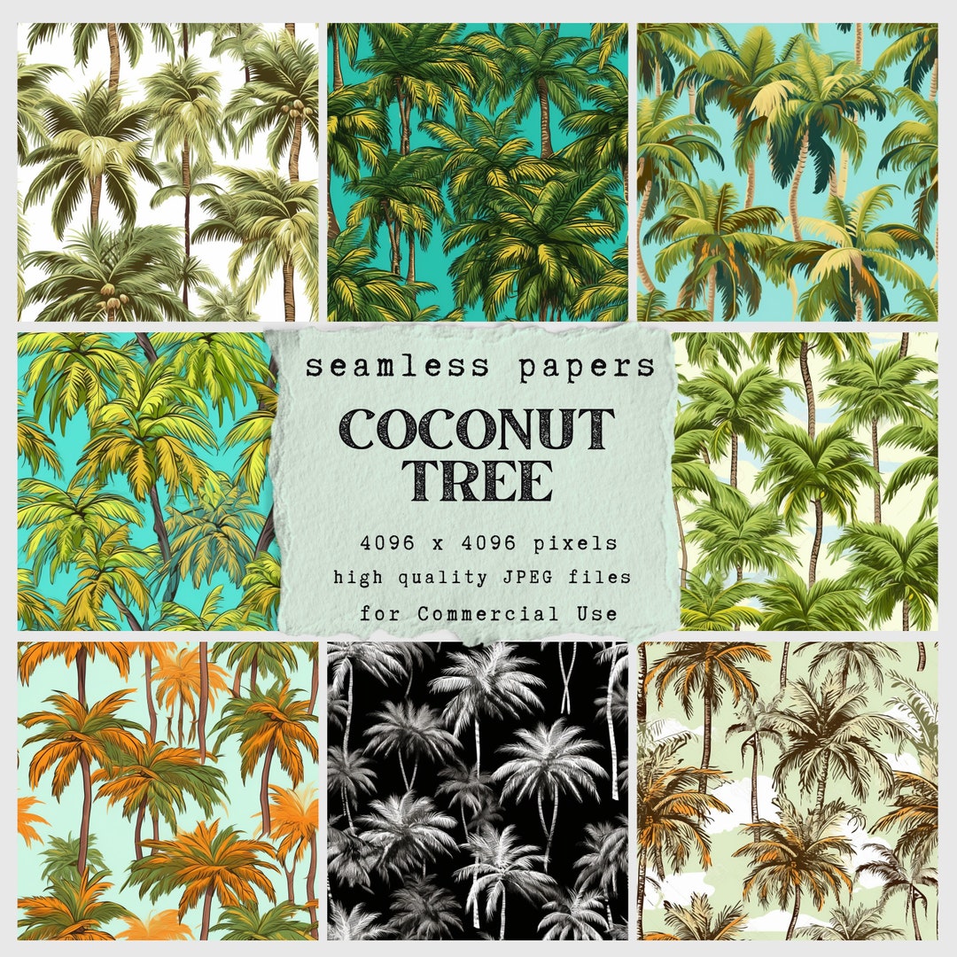 Coconut Tree Pattern Digital Paper - Seamless Papers for Crafts and ...