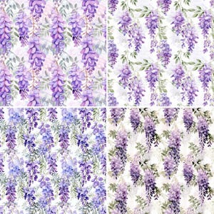 Watercolor Wisteria Pattern - Digital Paper - 20 Seamless Patterns for ...