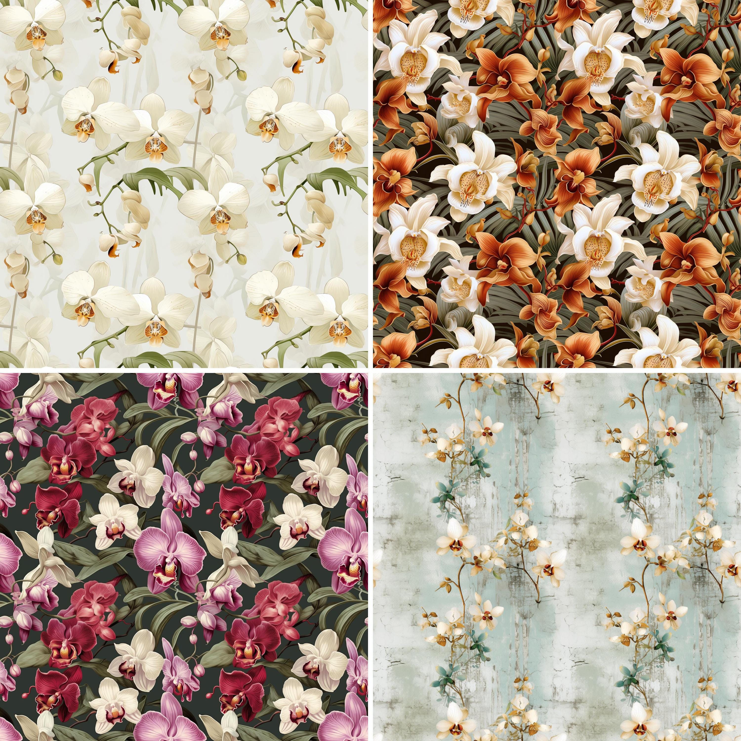 Orchid Oil-paint Pattern: 20 Seamless Digital Papers (POD) - Etsy