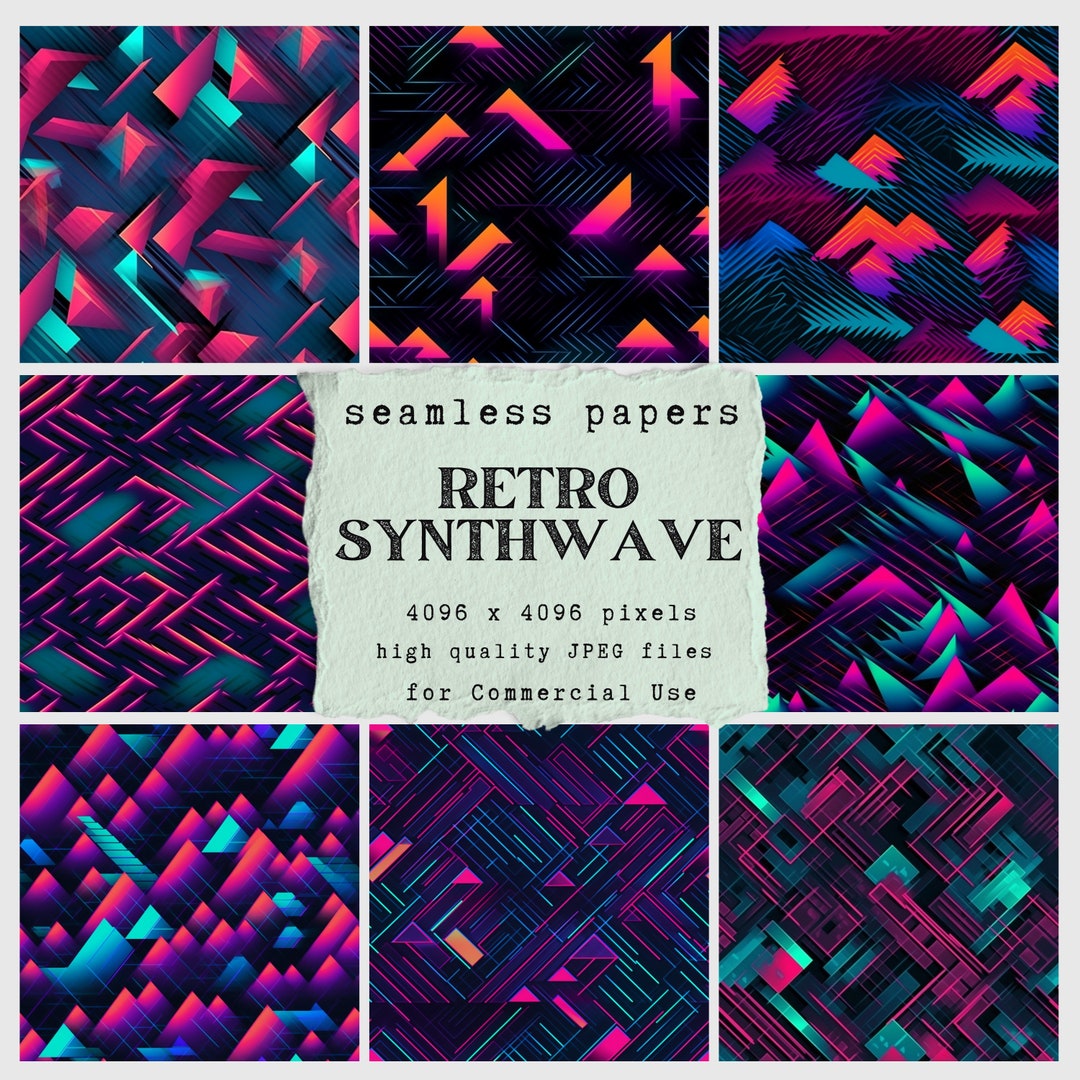 Retro Synthwave Digital Paper - Seamless Papers for Crafts and ...