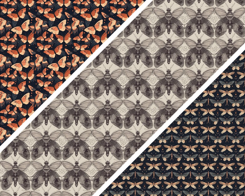 Minimal Moth Pattern Digital Paper - Seamless Papers for Crafts and ...