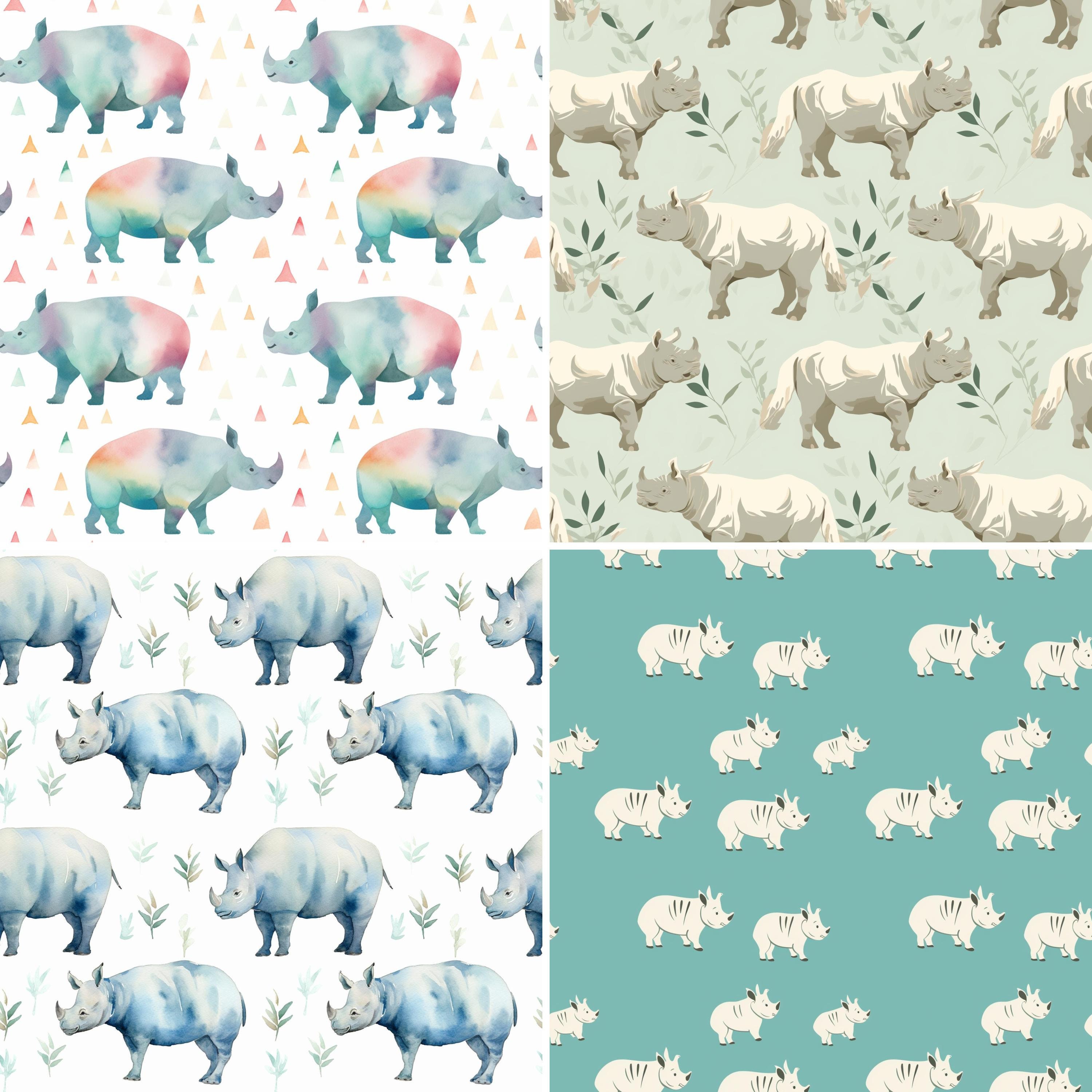 Rhino Pattern - Digital Paper - 20 Seamless Patterns for Crafts and ...