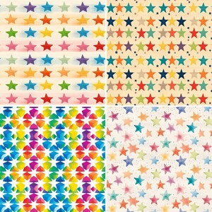 Rainbow Stars Pattern - Digital Paper - 20 Seamless Patterns for Crafts ...