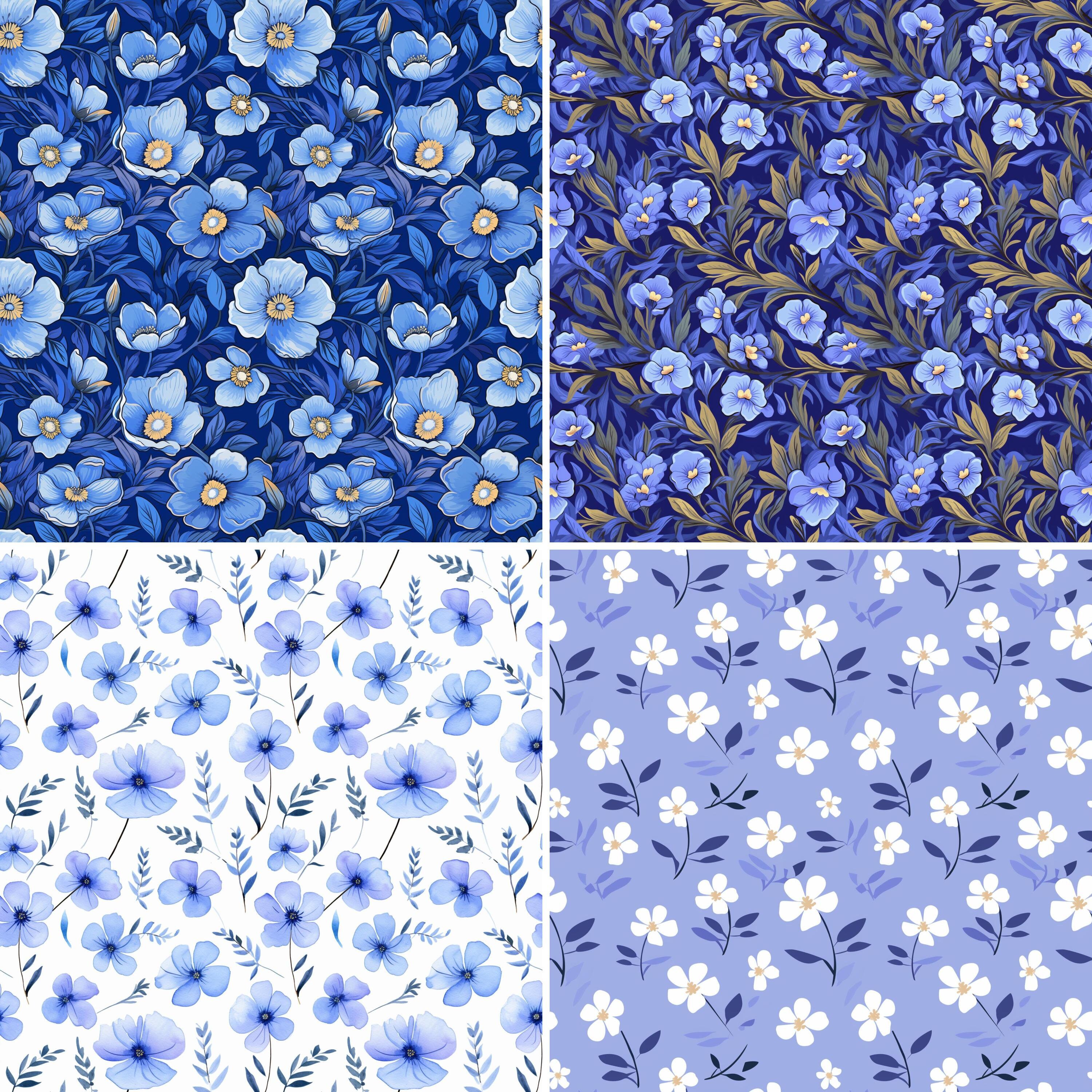 Periwinkle Flower Digital Paper: 20 Seamless Patterns (digital Download ...
