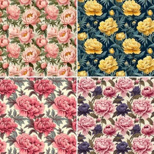 Peony Flower Digital Paper: 20 Seamless Patterns (digital Download) - Etsy