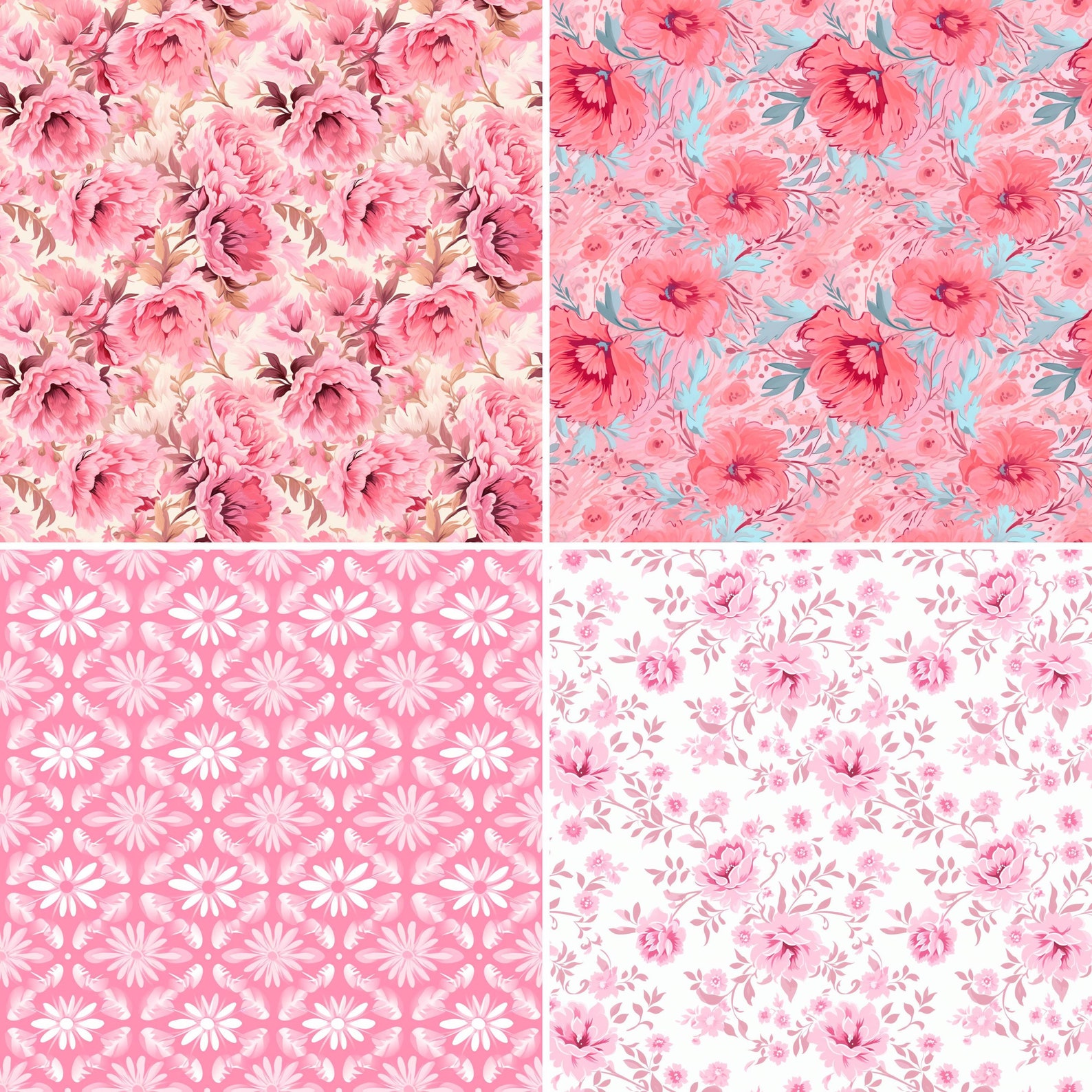 Shabby Pink Digital Paper 20 Seamless Patterns for Crafts and ...