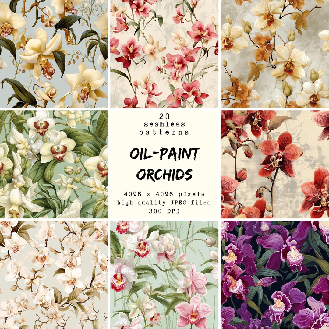 Orchid Oil-paint Pattern: 20 Seamless Digital Papers (POD) - Etsy