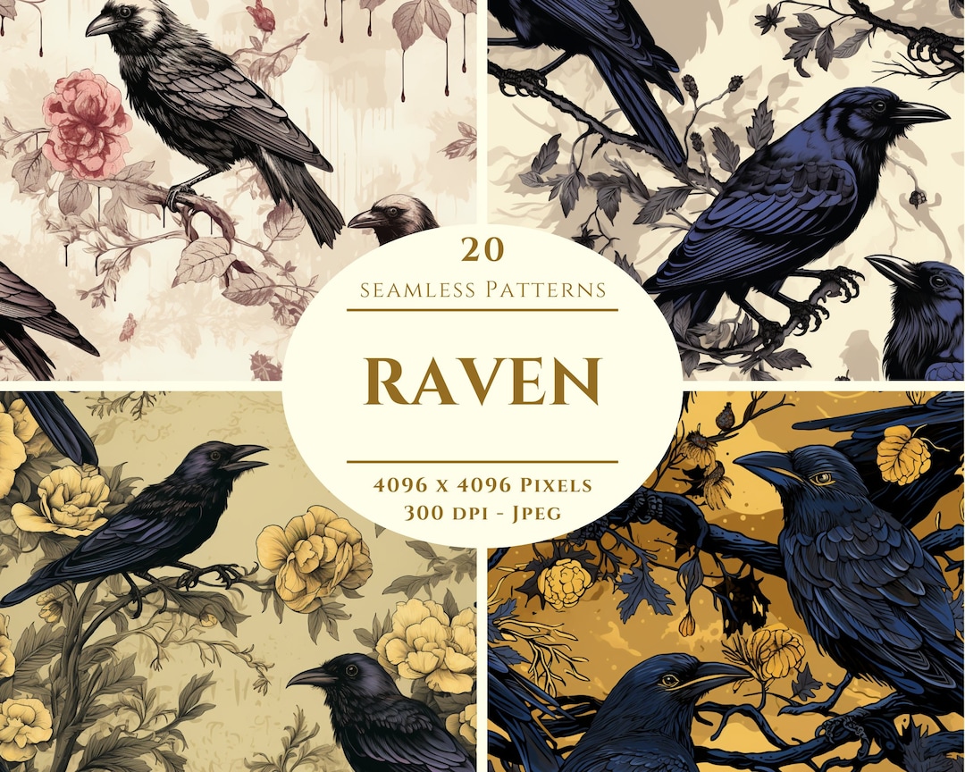 Raven - Digital Paper - 20 Seamless Patterns for Crafts and Commercial ...