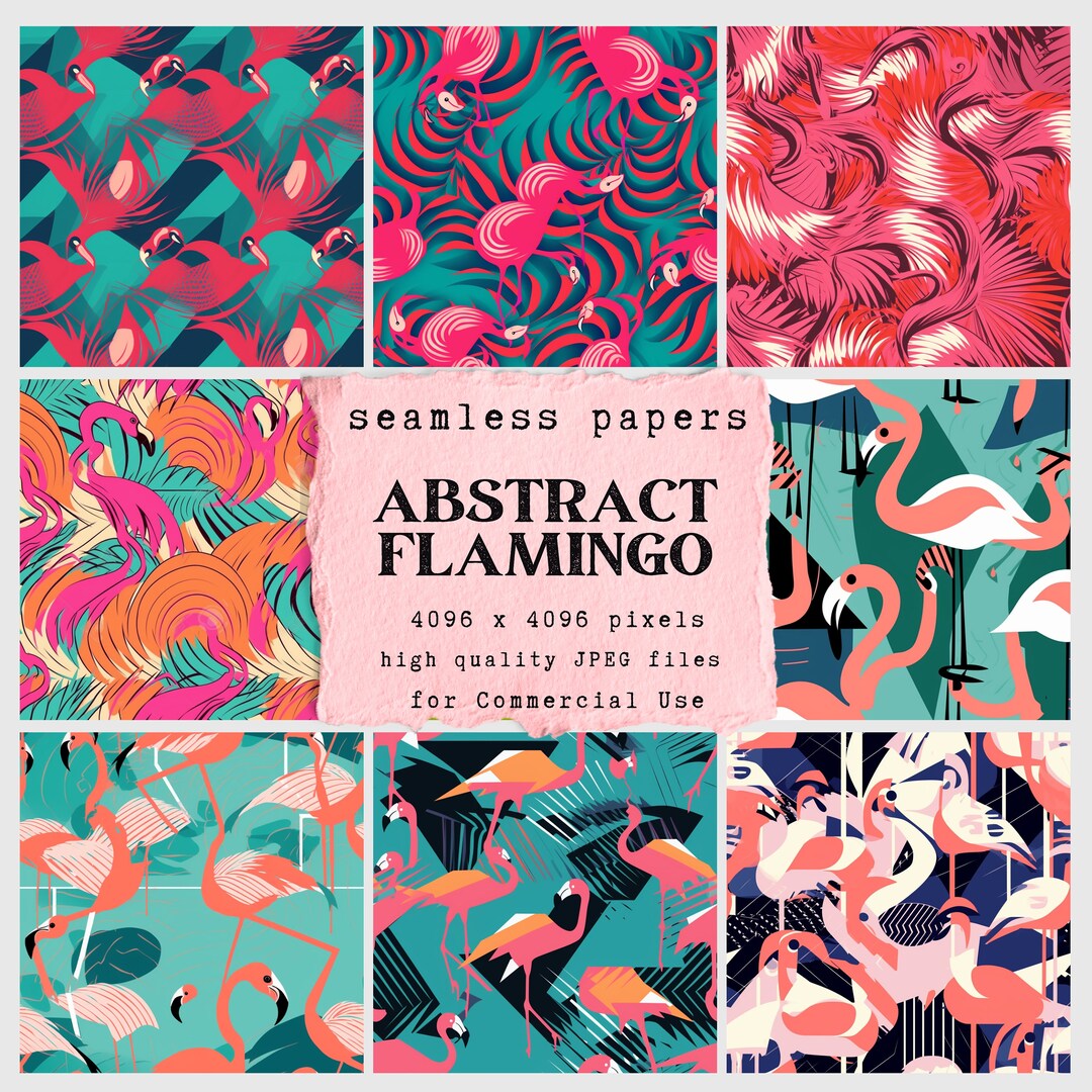 Abstract Flamingo Pattern Digital Paper - Seamless Papers for Crafts ...