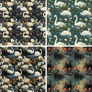 Swans Digital Paper - 20 Seamless Patterns for Crafts and Commercial ...