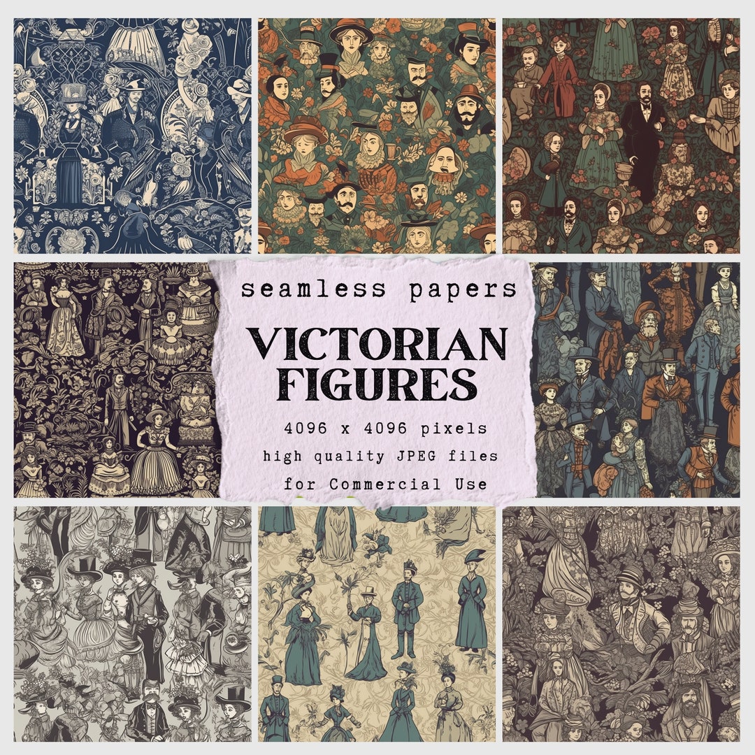 Victorian Figures Pattern Digital Paper - Seamless Papers for Crafts ...
