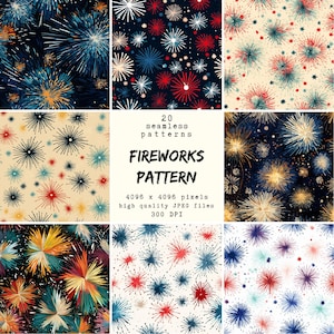 Fireworks Pattern - Digital Paper - 20 Seamless Patterns for Crafts and ...