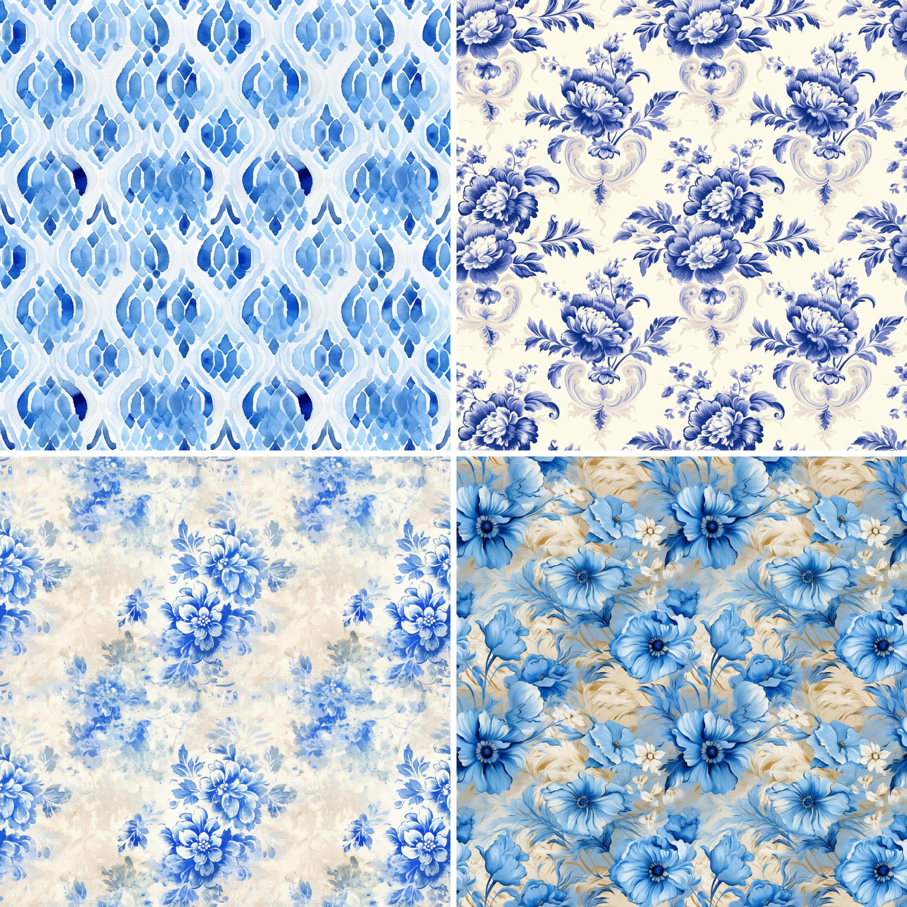 Shabby Sapphire Digital Paper 20 Seamless Patterns for - Etsy