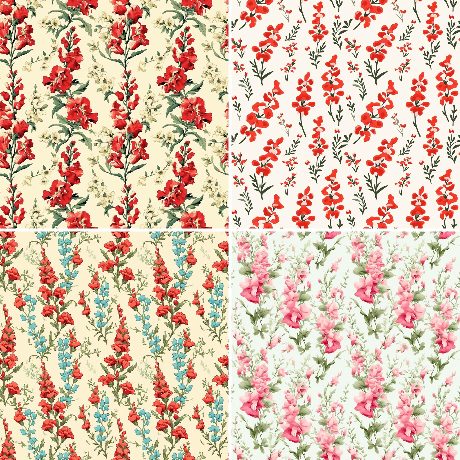 Snapdragon Flower Digital Paper: 20 Seamless Patterns (digital Download ...