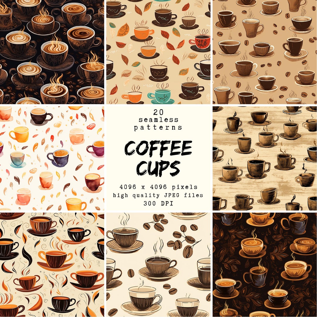 Coffee Cups Pattern: 20 Seamless Print-ready Designs (digital Paper) - Etsy